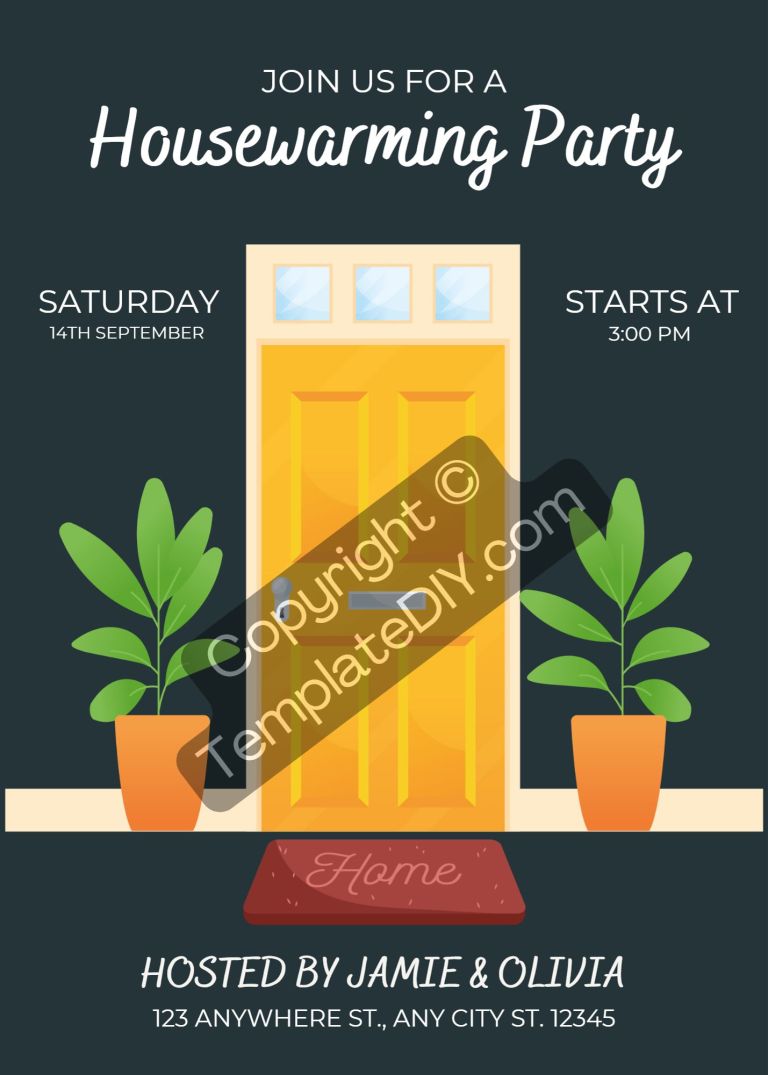Housewarming Invitation Template Blank Printable PDF, Word