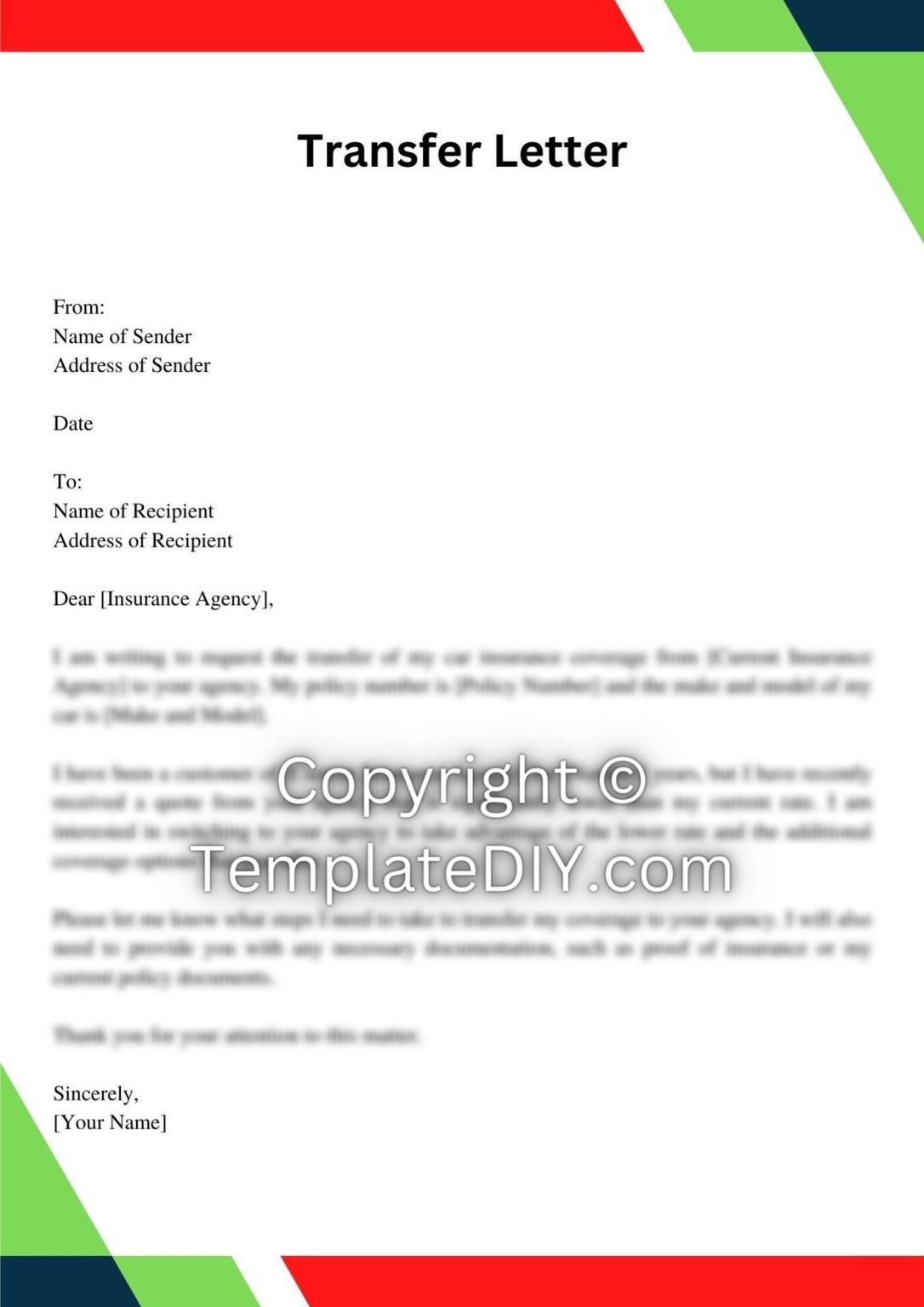 Insurance Agency Transfer Letter Template | Templatediy