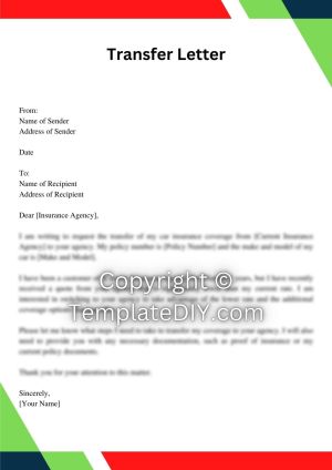 Insurance Agency Transfer Letter Template | Templatediy