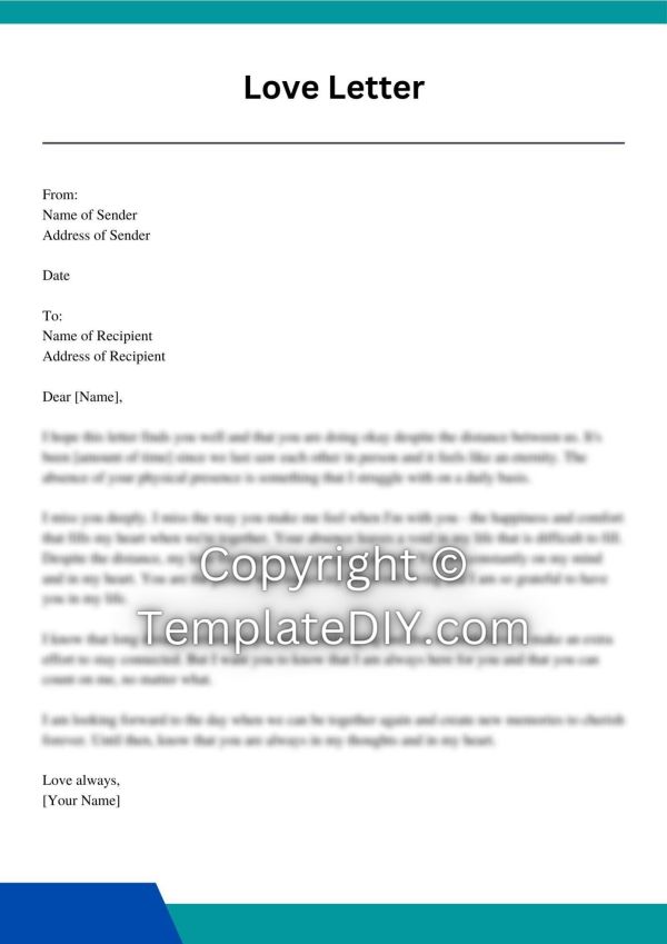 Love Letter for Her Long Distance Sample Template [Word]