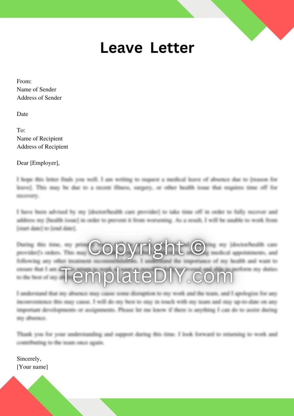 Medical Leave Letter Sample with Examples [Word Editable]