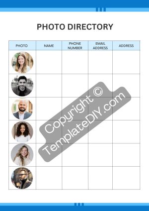 Photo Directory Template Blank Printable in PDF Word Excel