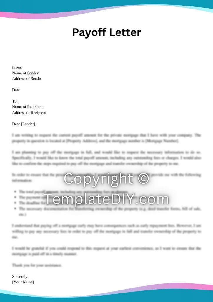 Private Mortgage Payoff Letter Template | Download Now