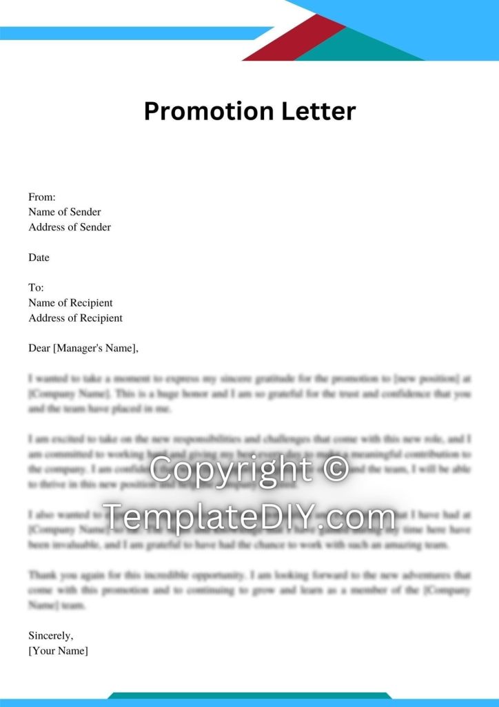 Promotion Letter Thank You Sample with Examples [Word]