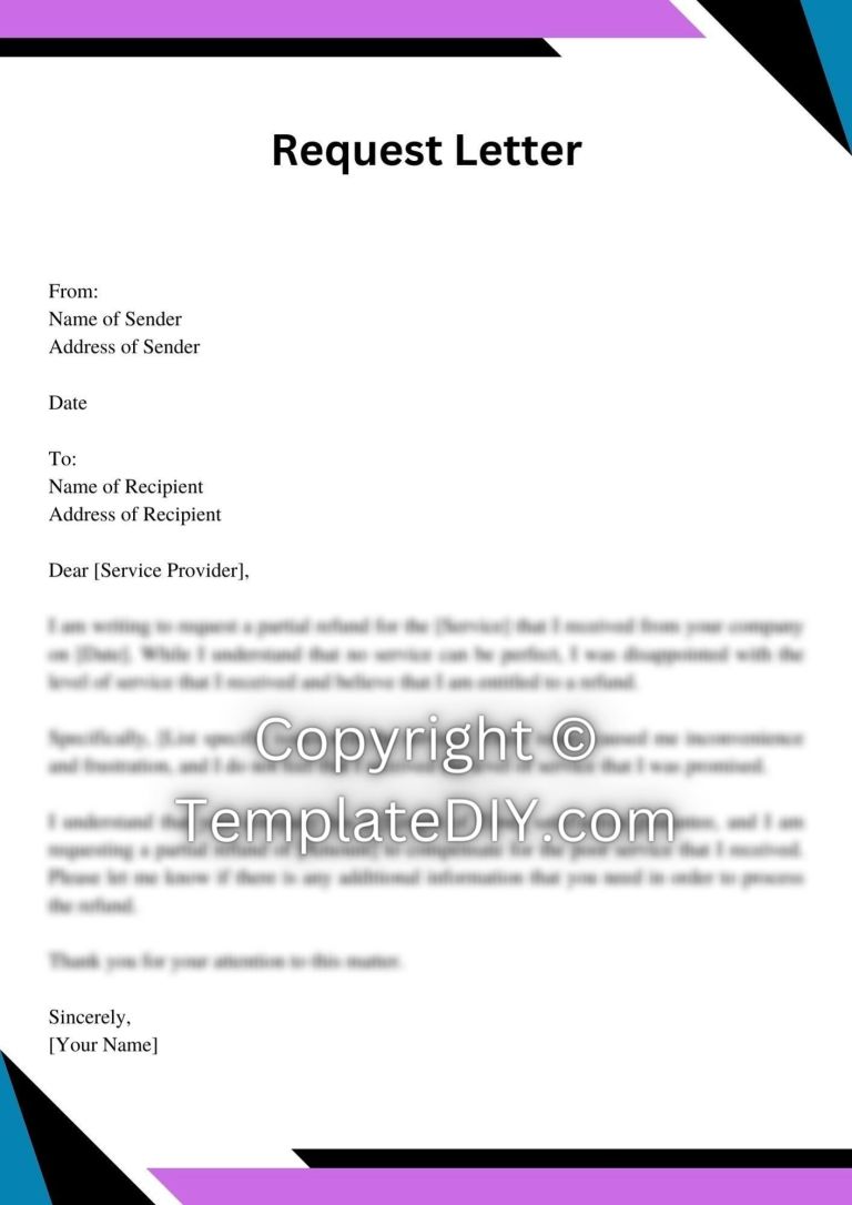 Refund Request Letter Template | Editable & Professional