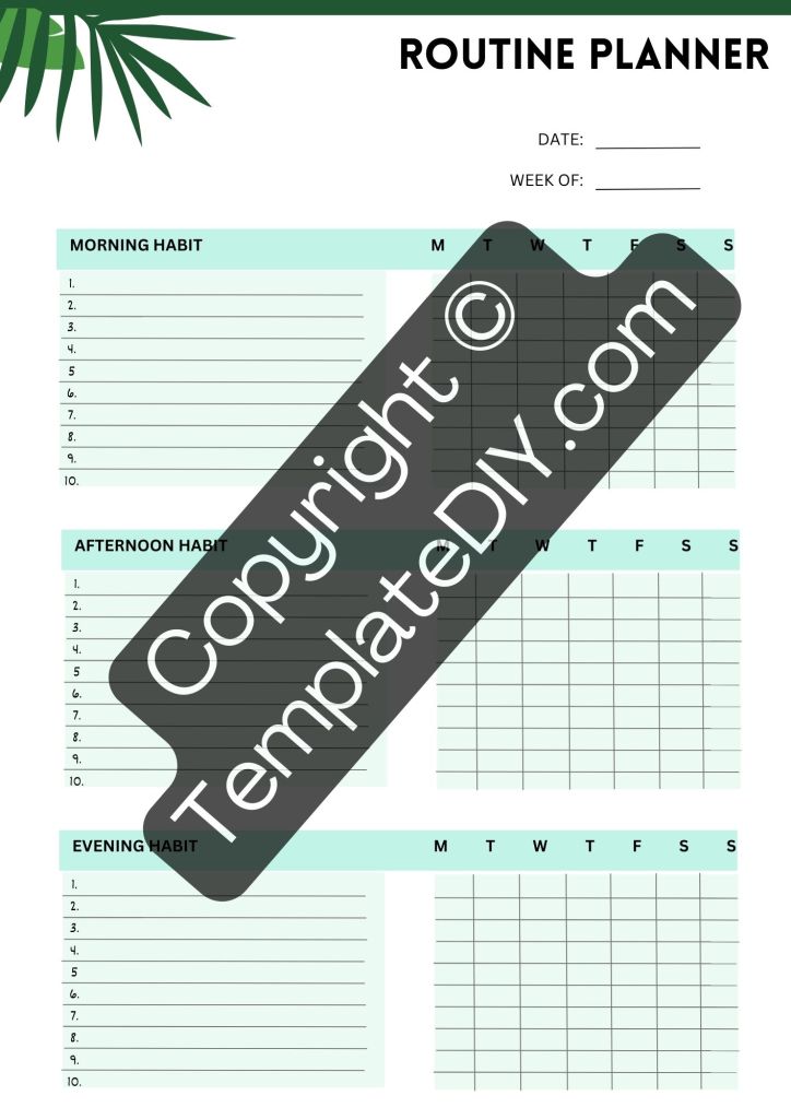 Routine Planner Template Printable PDF, Word, Excel