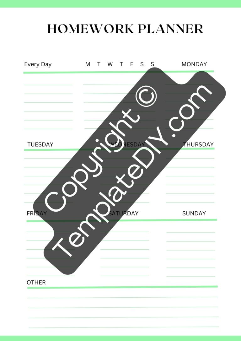 Student Homework Planner Template PDF, Word, Excel