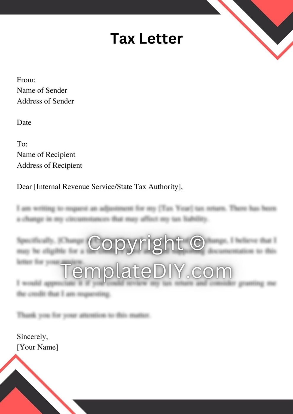 Tax Adjustment Letter Sample with Examples [Word Editable]