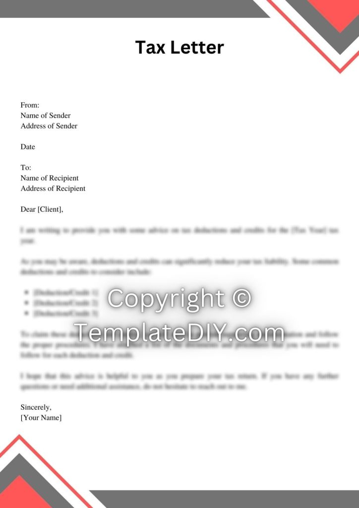 Tax Advice Letter Sample with Examples [Word Editable]