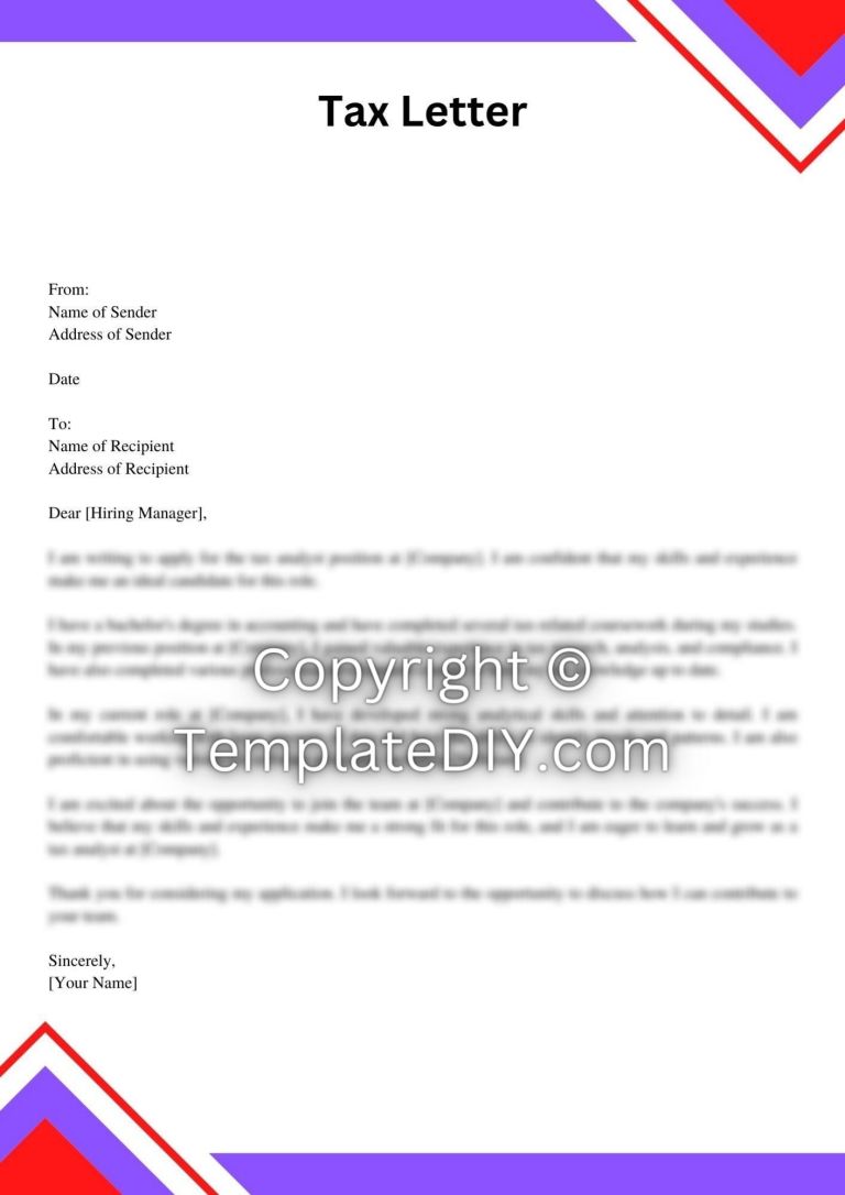 Tax Analyst Cover Letter Sample with Examples in Pdf & Word
