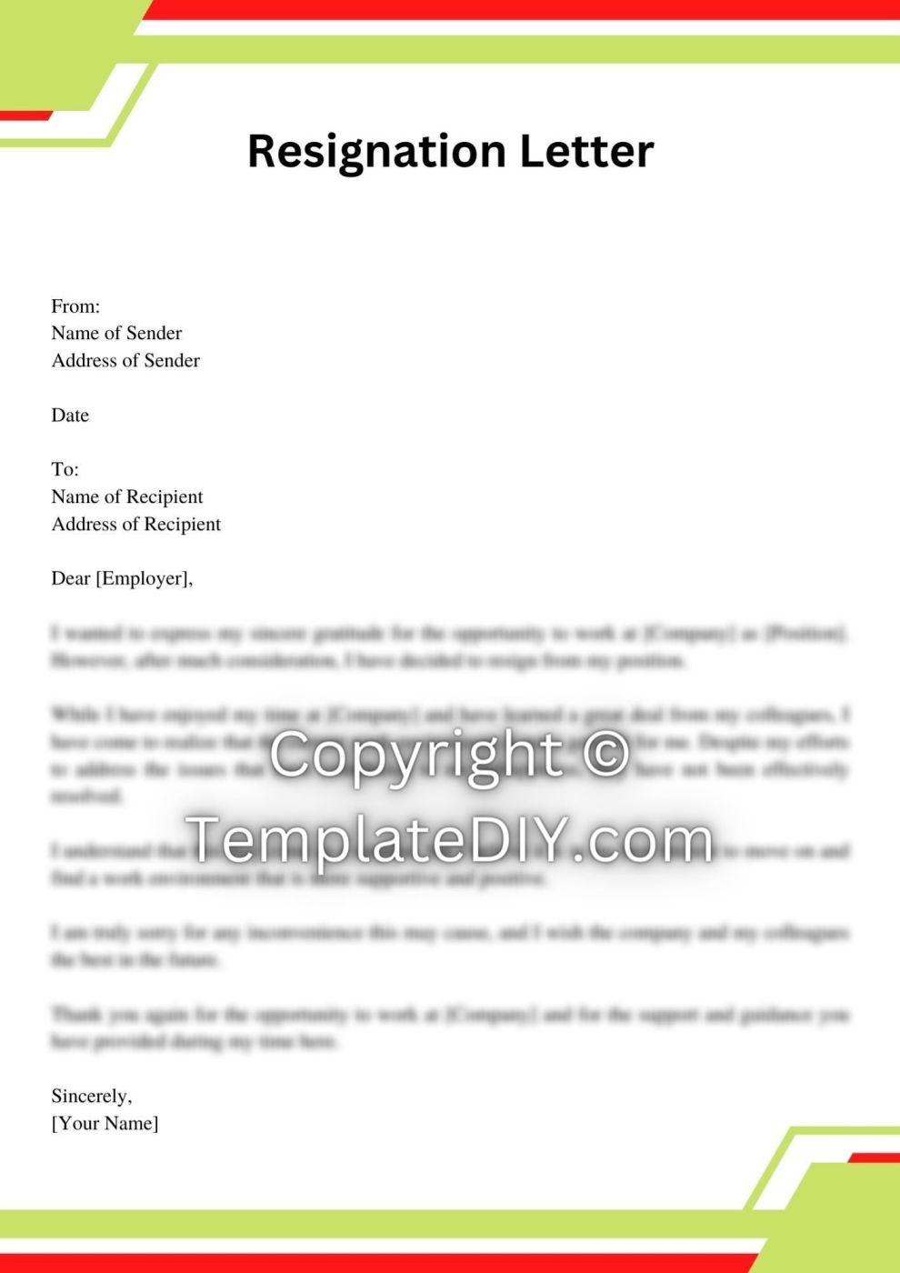 Unhappy Resignation Letter Due to Bad Work Environment