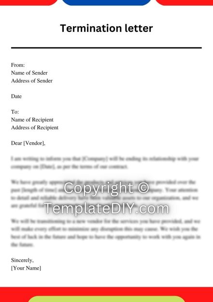 Vendor Termination Letter Template | Professional & Editable