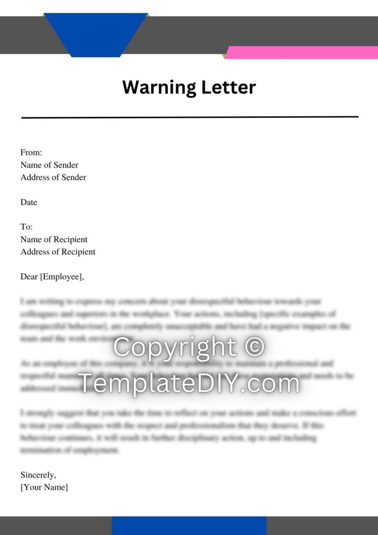 Warning Letter for Disrespectful Behavior – Download Sample Template