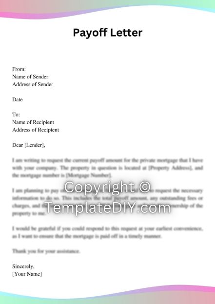 Private Mortgage Payoff Letter Template | Download Now
