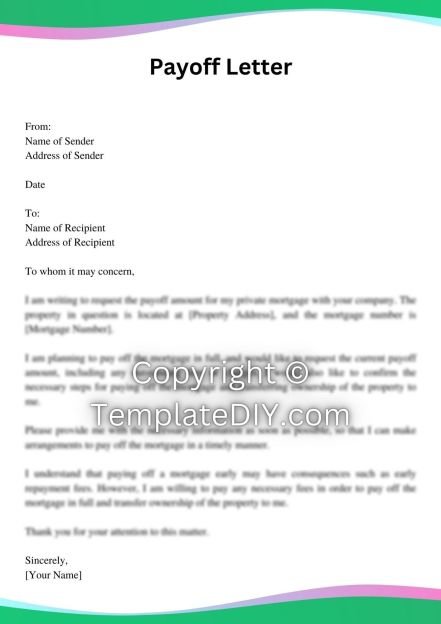Private Mortgage Payoff Letter Template | Download Now