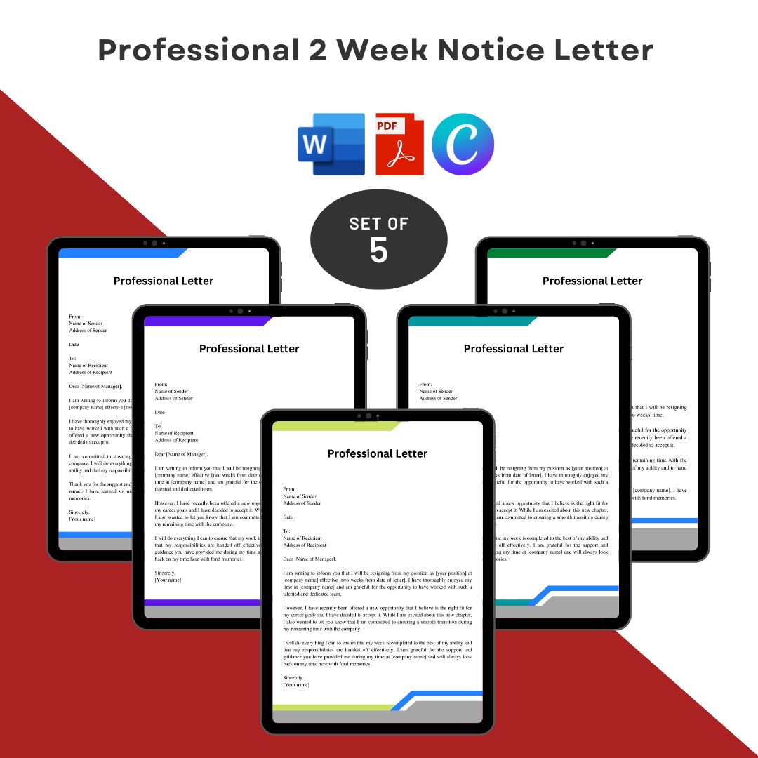 Professional 2 Week Notice Letter Sample Template Examples