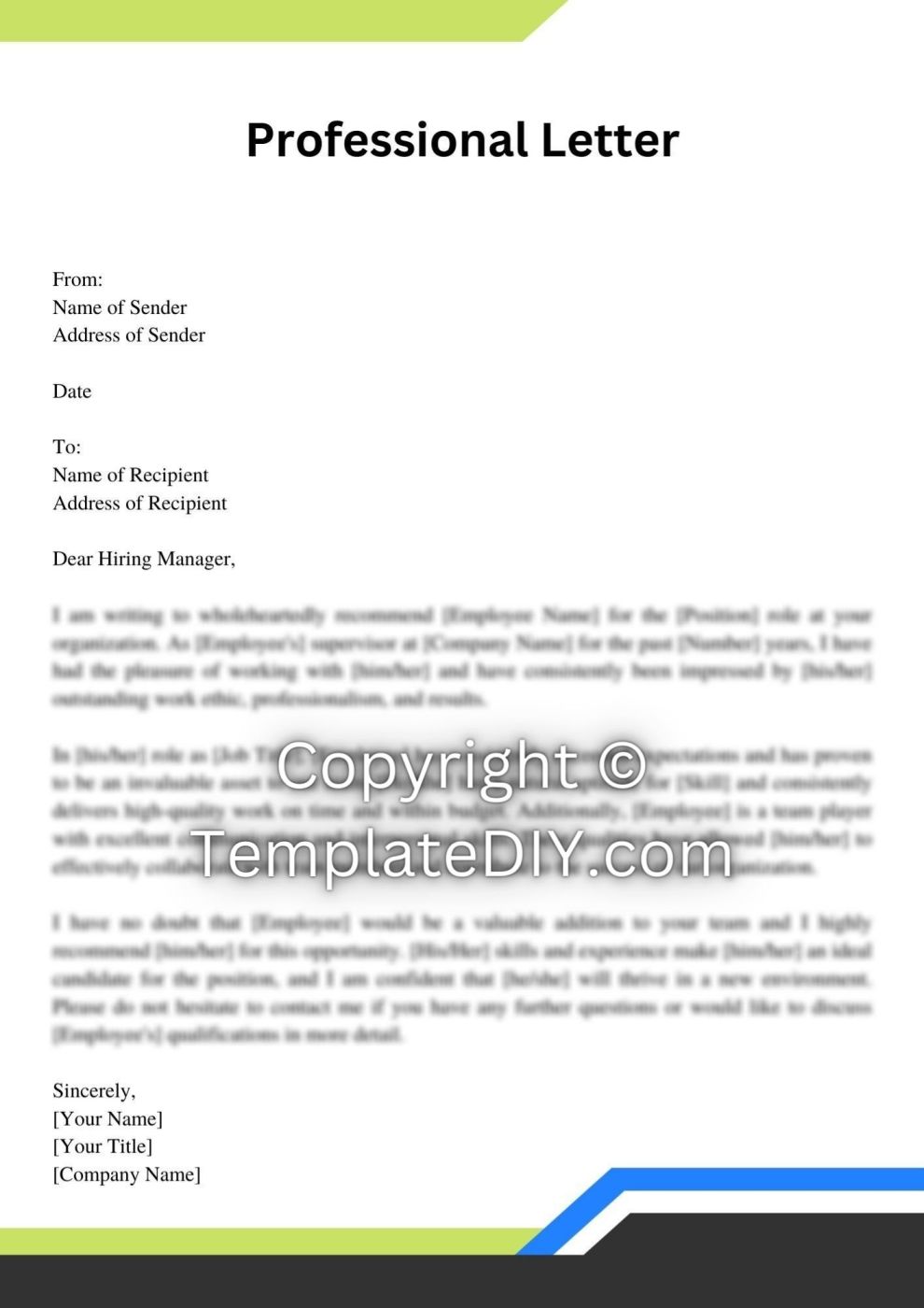 Professional Reference Letter Sample Template with Examples