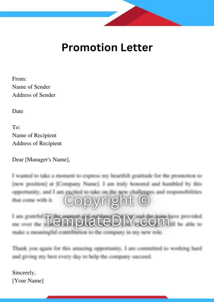 Promotion Letter Thank You Sample with Examples [Word]