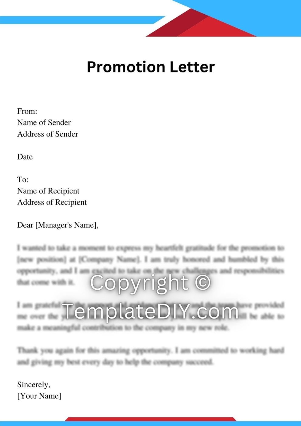 Promotion Letter Thank You Sample with Examples [Word]