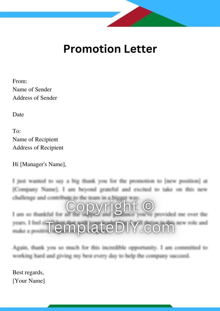 Promotion Letter Thank You Sample with Examples [Word]