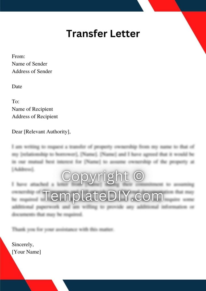 Property Ownership Transfer Letter Template | Download Now