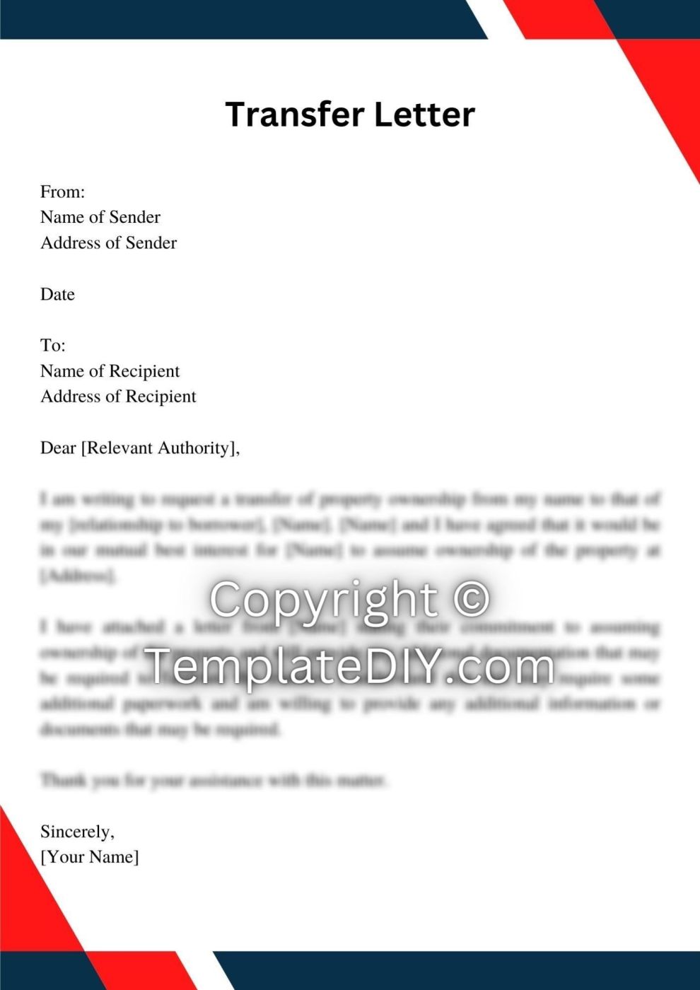 Property Ownership Transfer Letter Template | Download Now