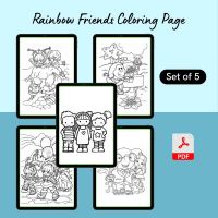 Rainbow Friends Coloring Page Printable Template PDF