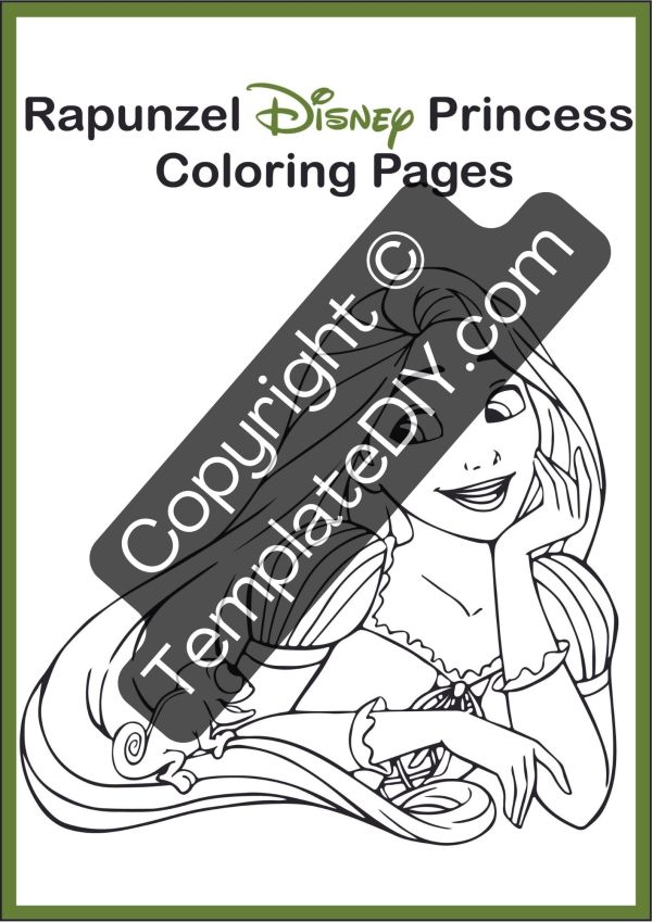 Rapunzel Disney Princess Coloring Pages Template PDF