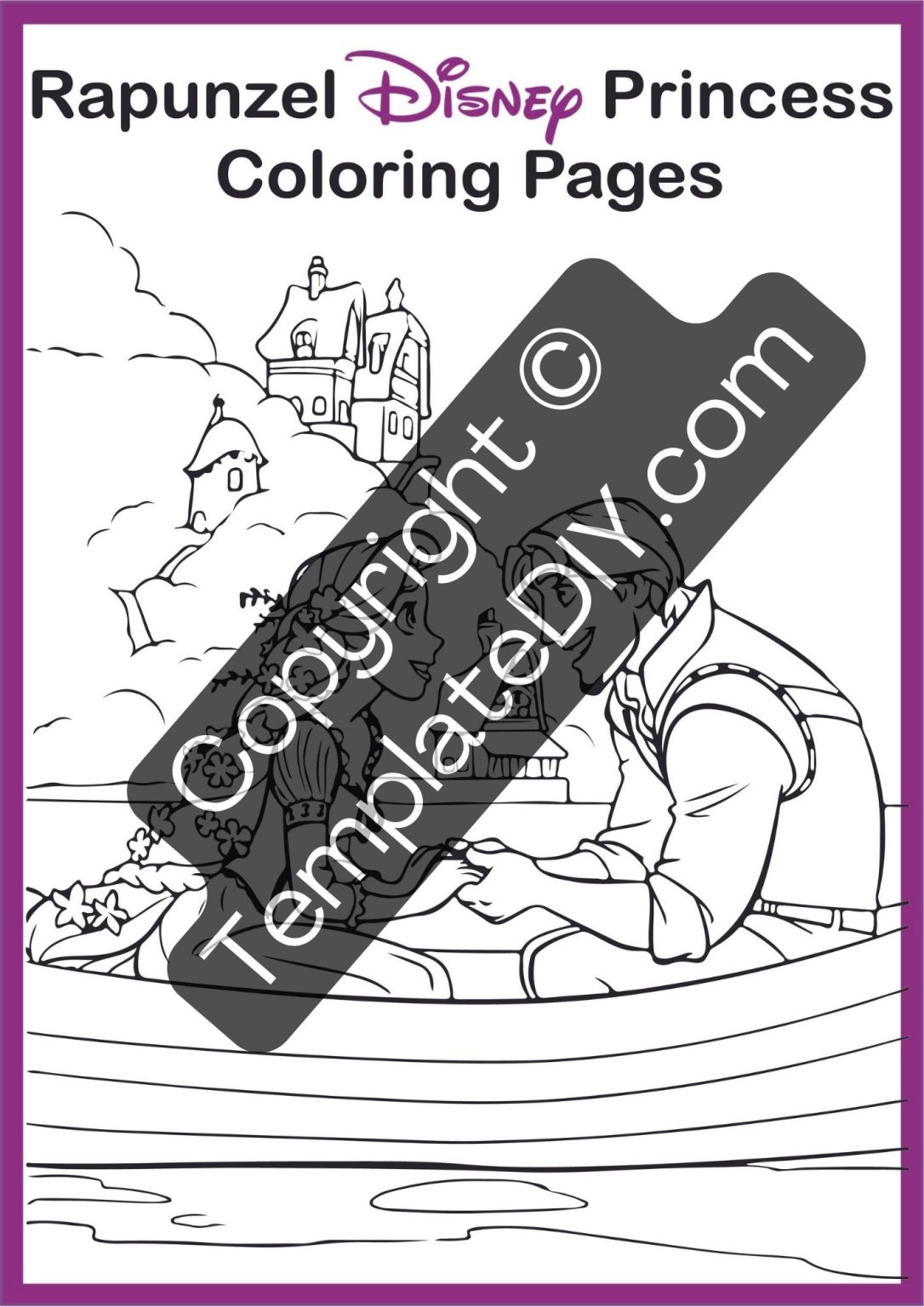 Rapunzel Disney Princess Coloring Pages Template PDF