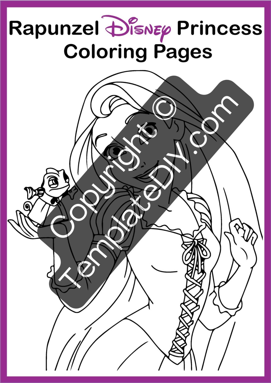 Rapunzel Disney Princess Coloring Pages Template PDF