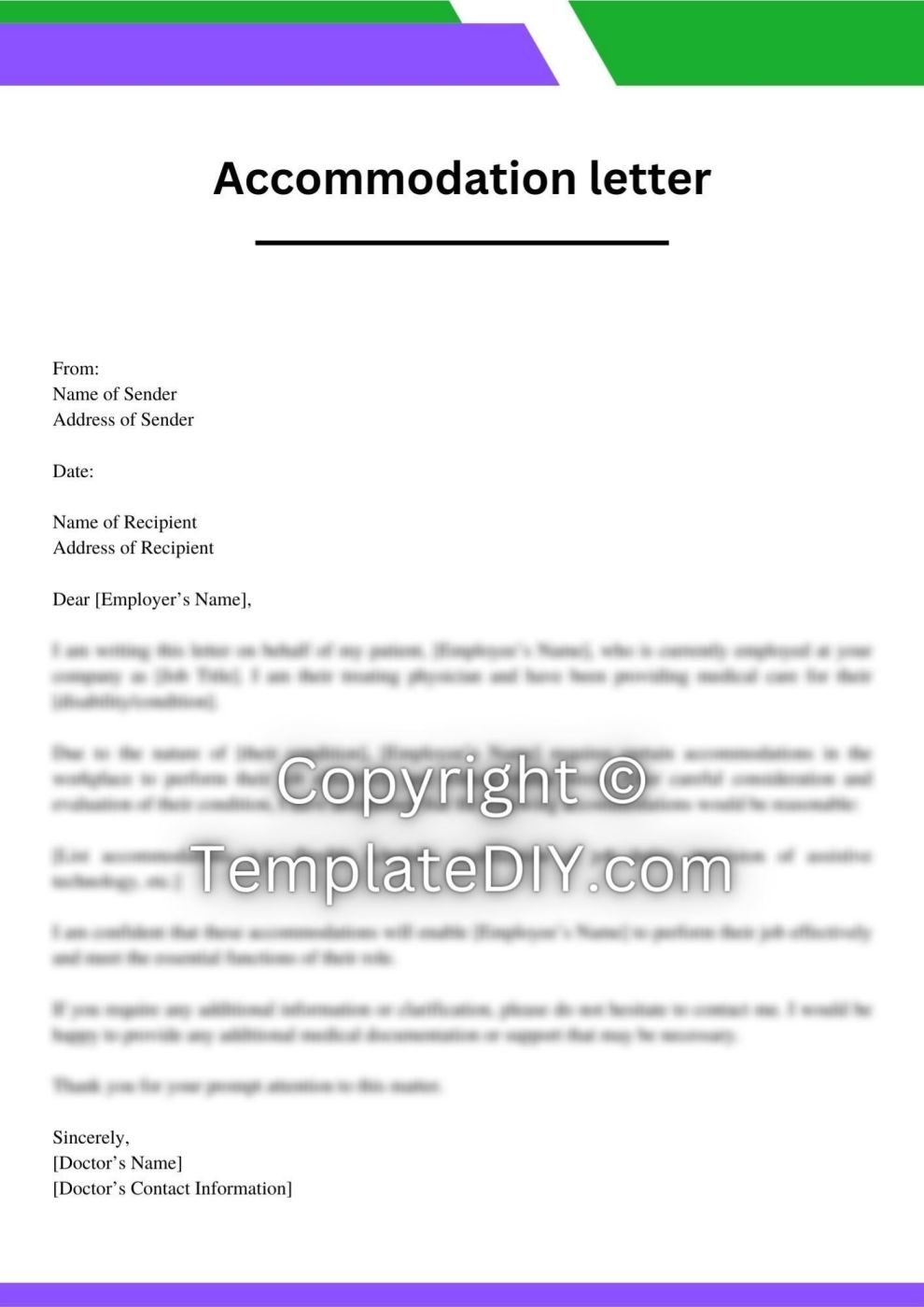 Download Doctor to Employer Accommodation Letter