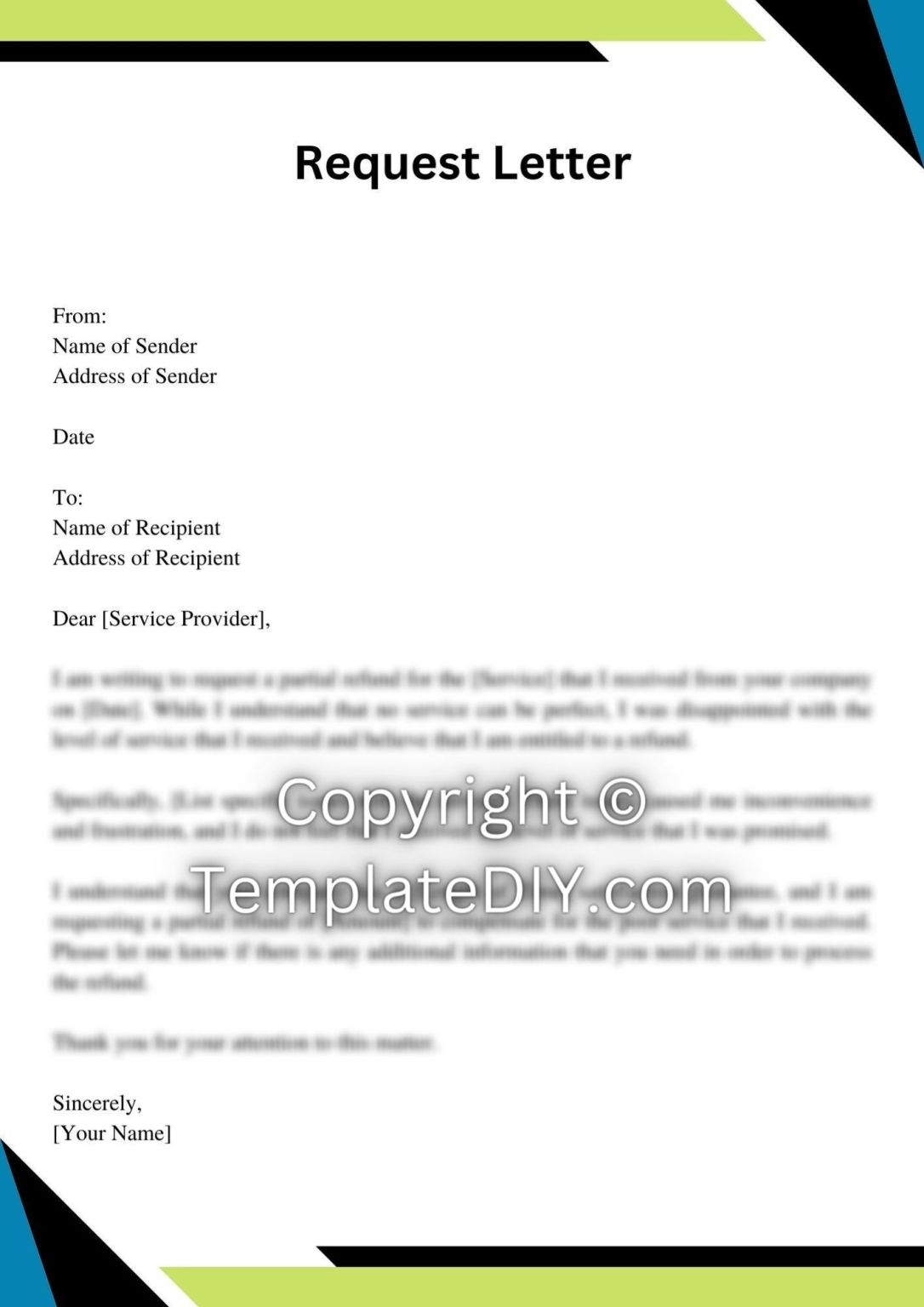 Refund Request Letter Template | Editable & Professional