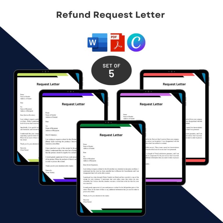 Refund Request Letter Template | Editable & Professional