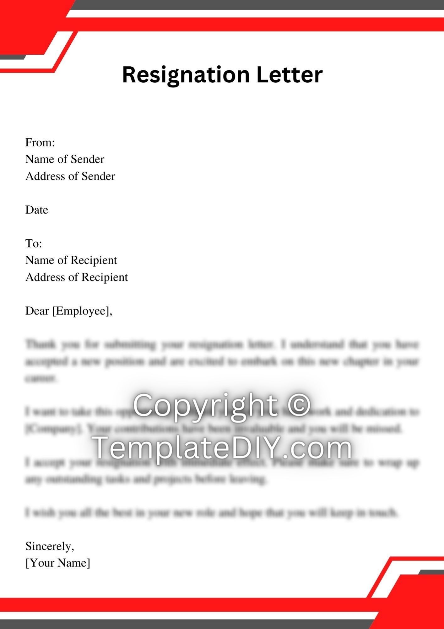 Acceptance Of Resignation Letter Format