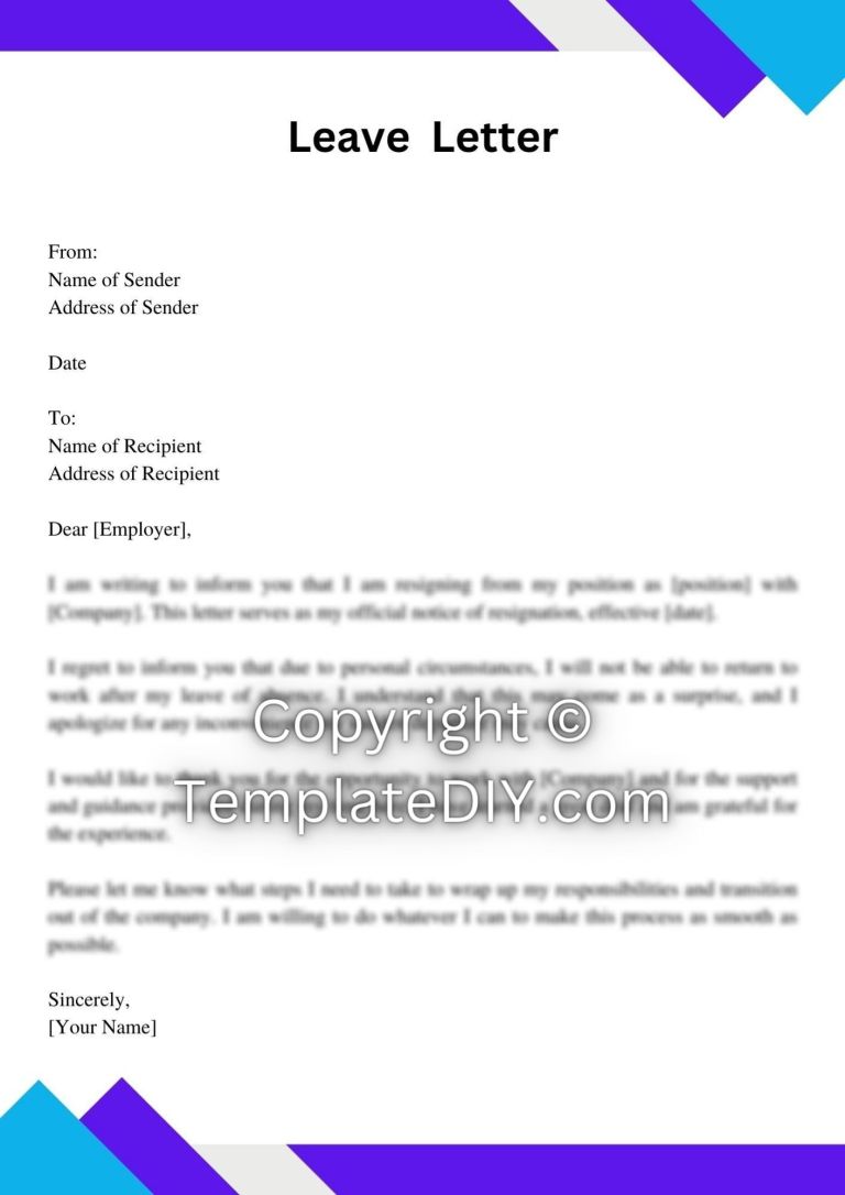 Resignation Letter While On Leave of Absence Sample [Word]