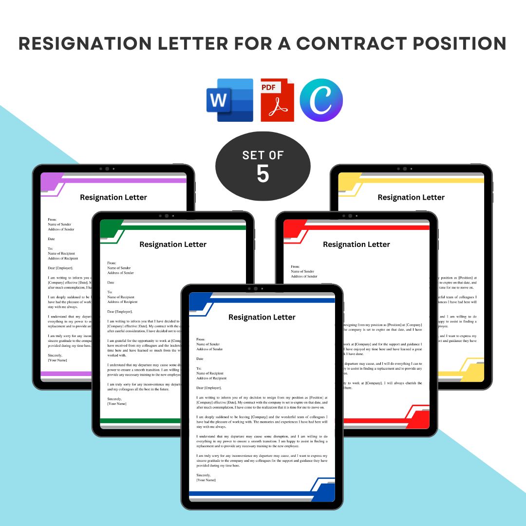 Resignation Letter for A Contract Position Sample [Word]