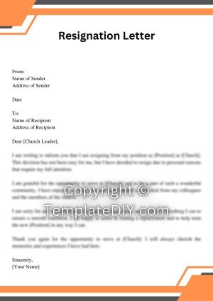 Resignation Letter From Church Position Sample, Examples