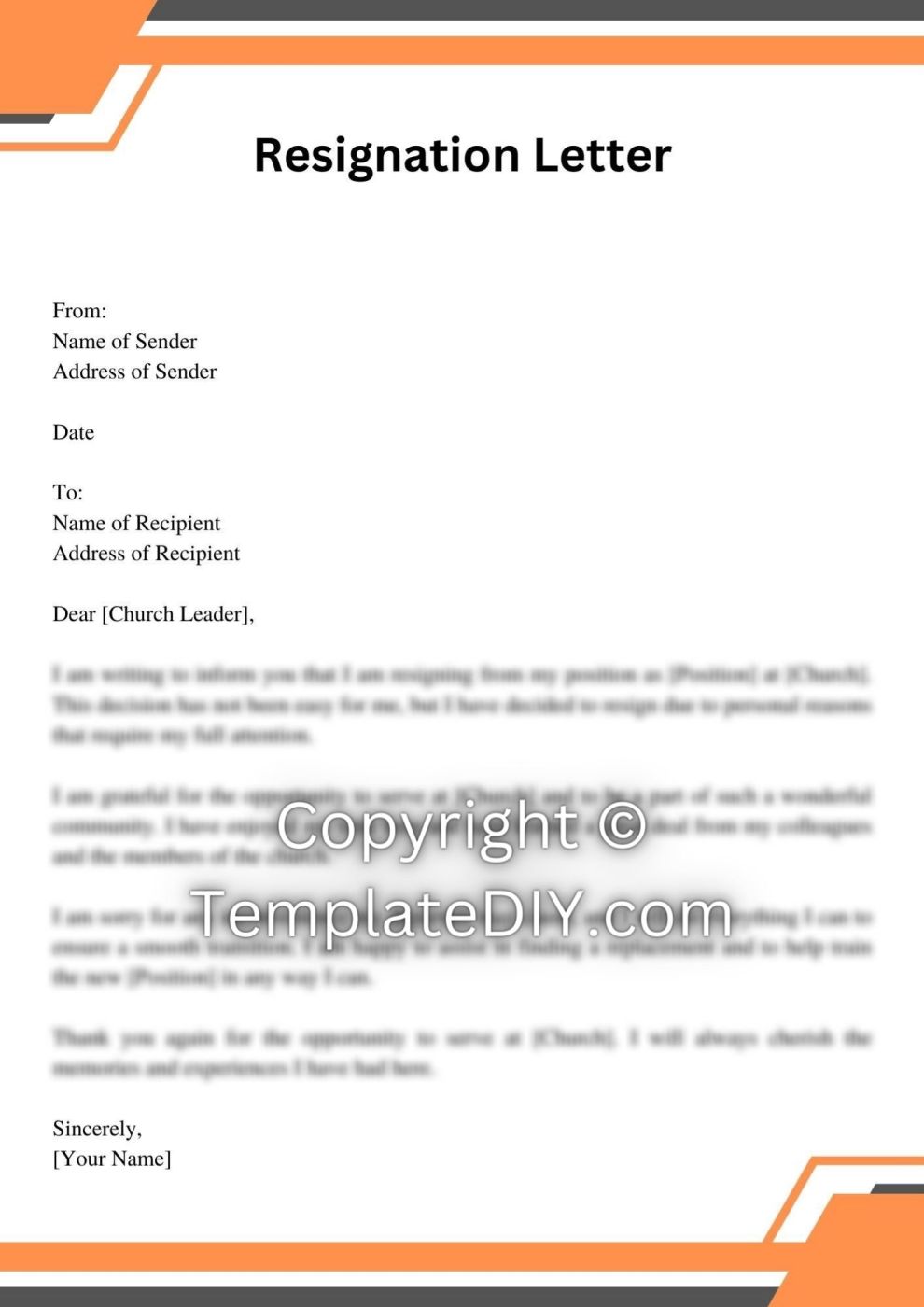 Resignation Letter From Church Position Sample, Examples