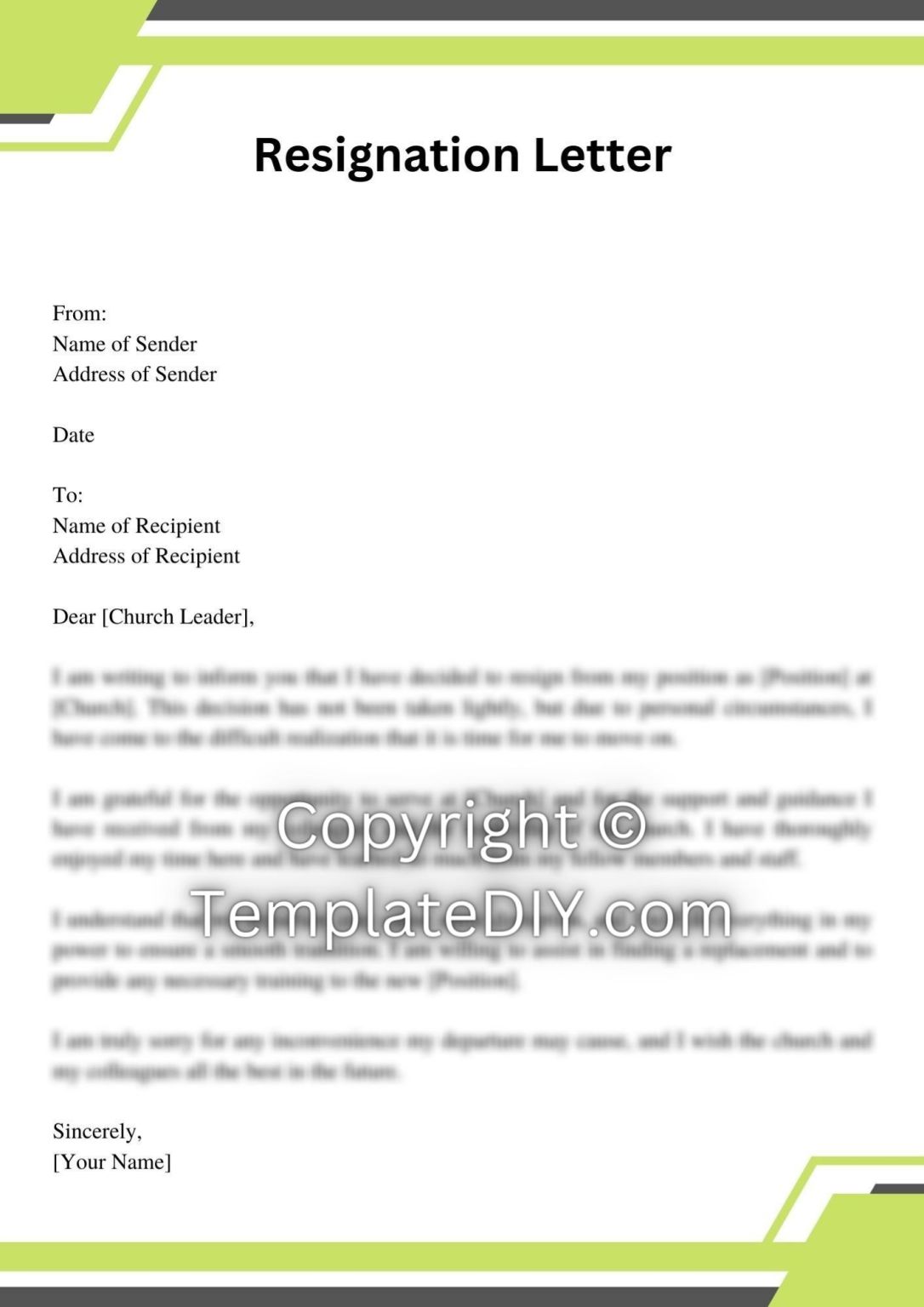 Resignation Letter From Church Position Sample, Examples
