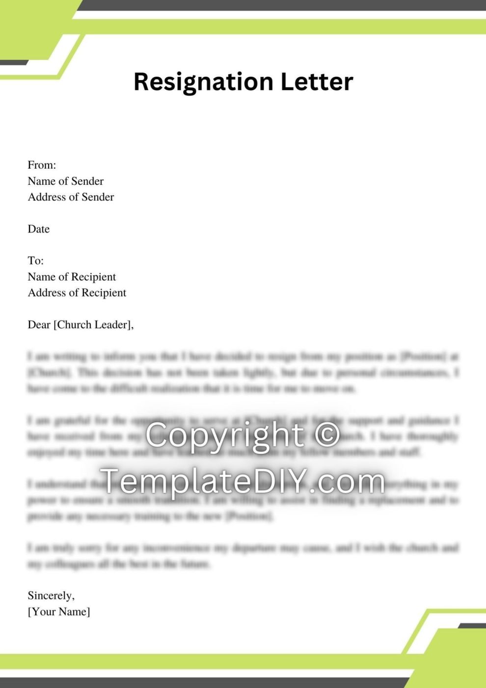 Resignation Letter From Church Position Sample, Examples
