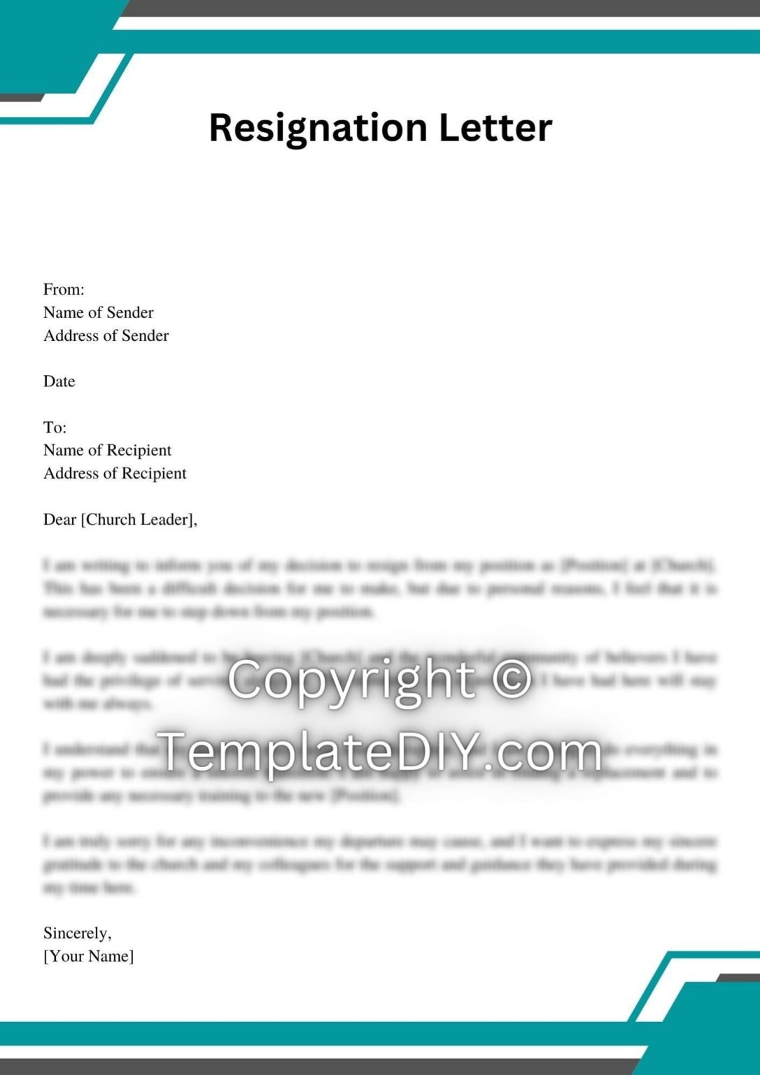 Resignation Letter From Church Position Sample, Examples