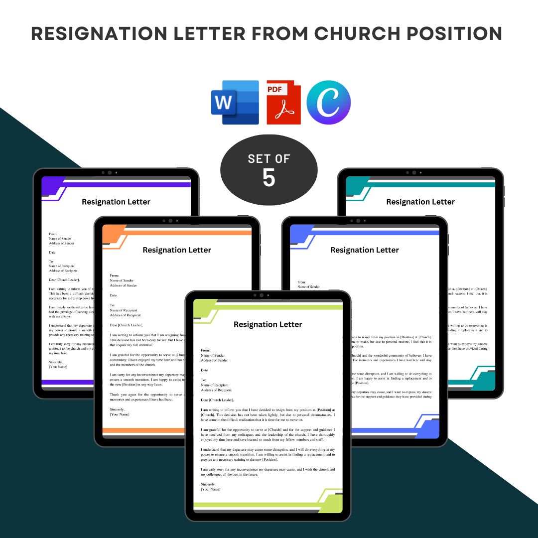 Resignation Letter From Church Position Sample, Examples