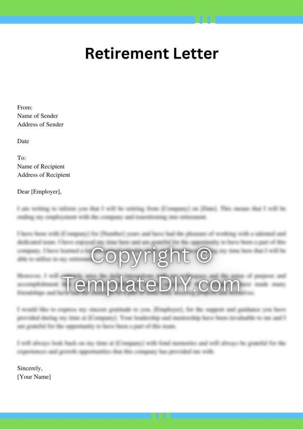 Retirement Letter to Employer Sample with Examples [Word]