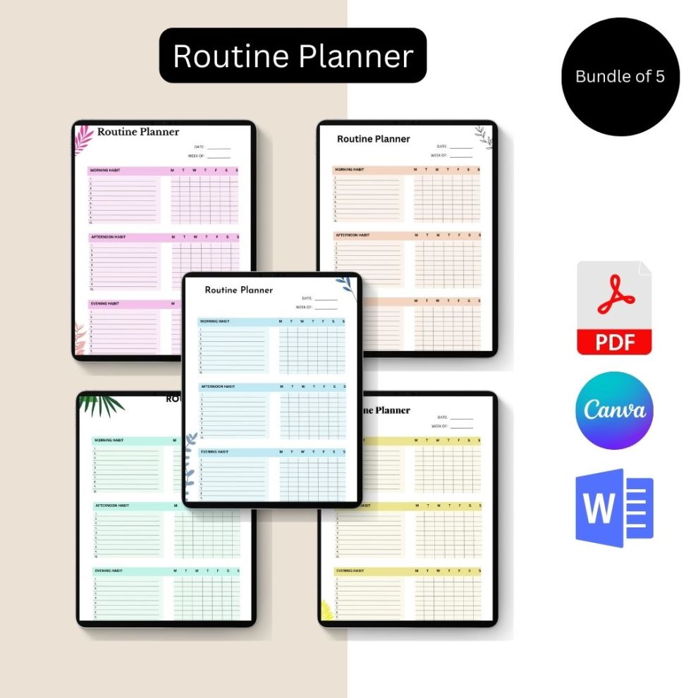 Routine Planner Template Printable PDF, Word, Excel