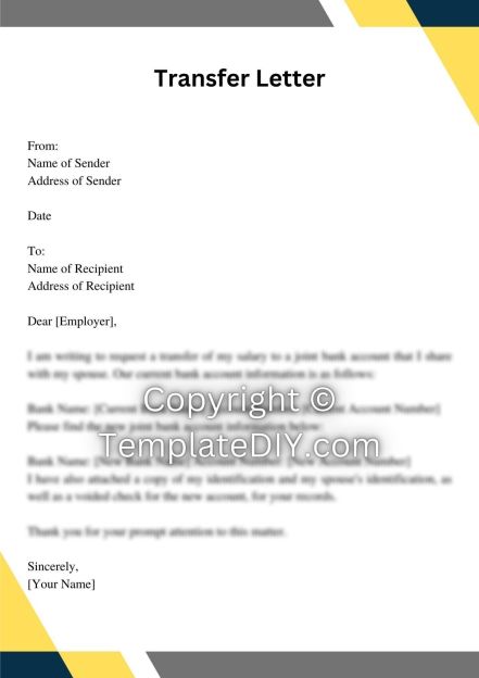 Salary Transfer Letter Template | Editable & Downloadable