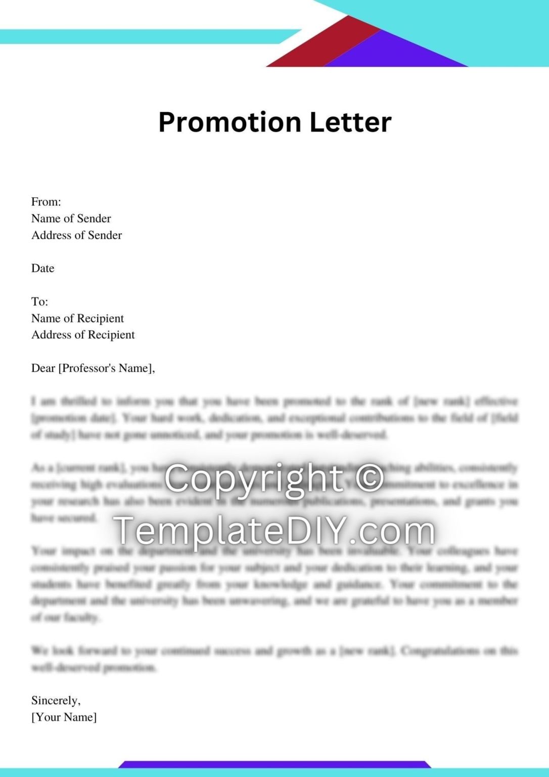 Academic Promotion Letter Sample & Template [Word]