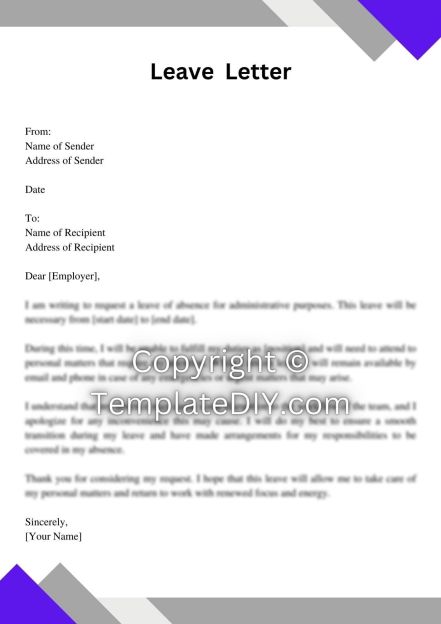 Administrative Leave Letter Template | Editable Word Format