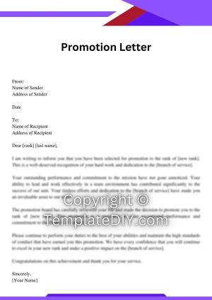 Army Promotion Letter Sample with Examples [Word Editable]