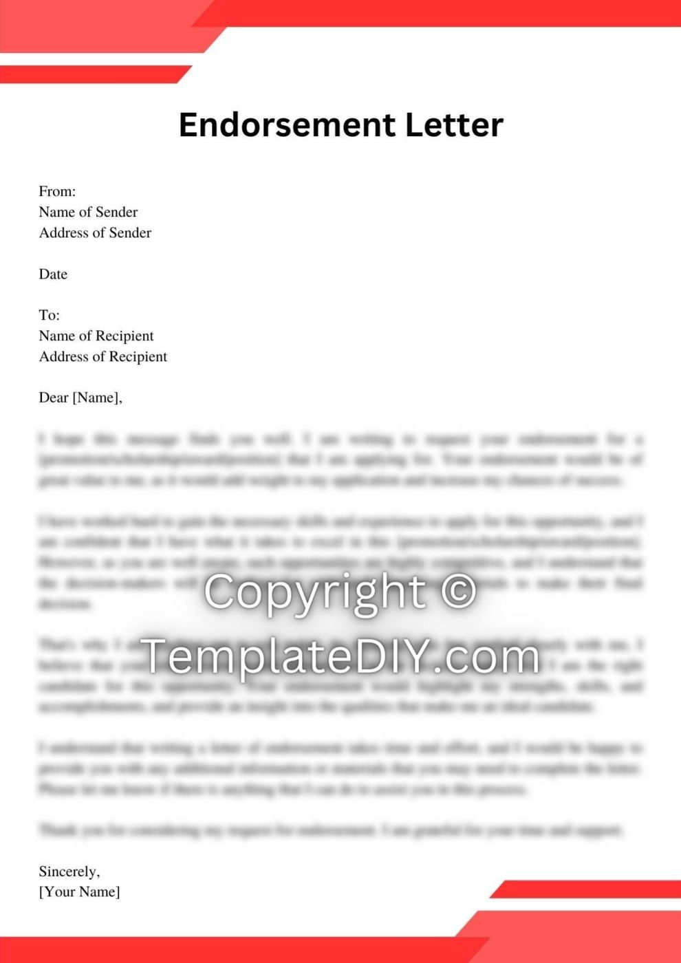 Asking for Endorsement Letter Sample with Examples [Word]