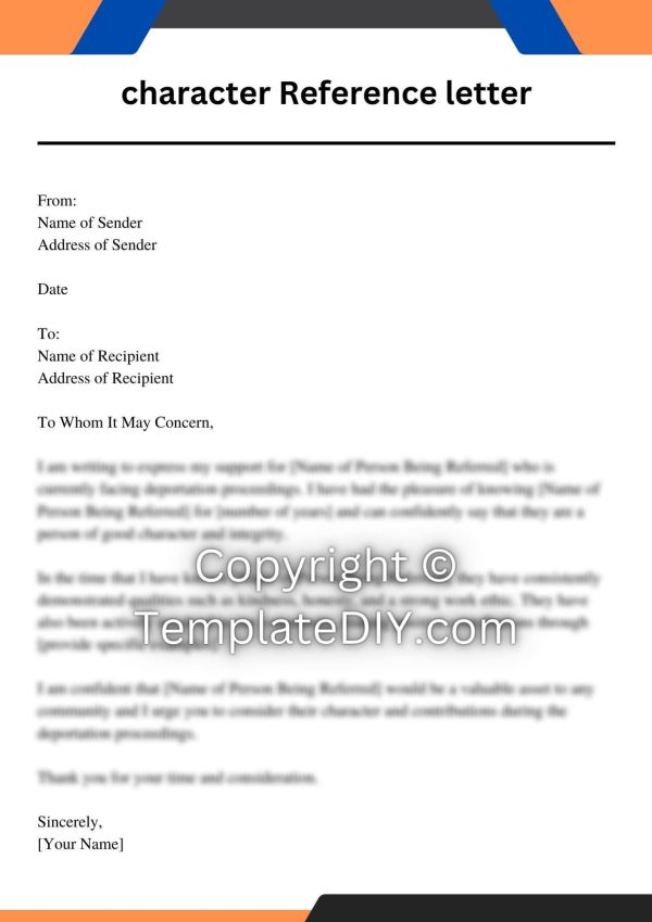 Character Reference Letter For Deportation Hearing Sample